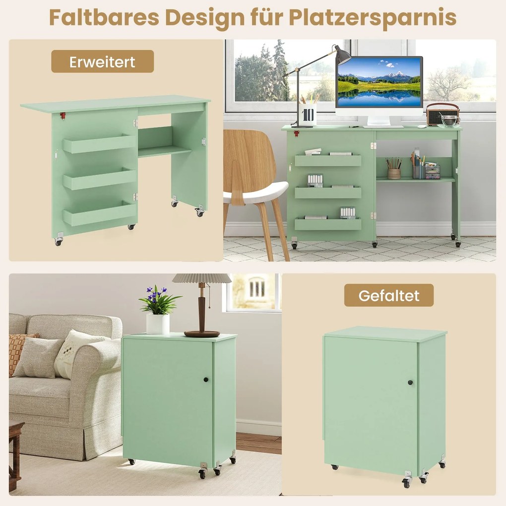 Costway Skládací šicí stůl Rolling Craft Station s – 118,5 × 40 × 79,5 cm