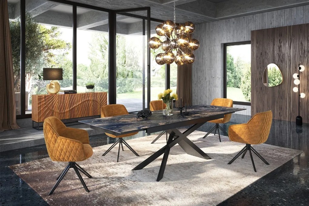 Designová židle Natasha tmavě hořčičný samet