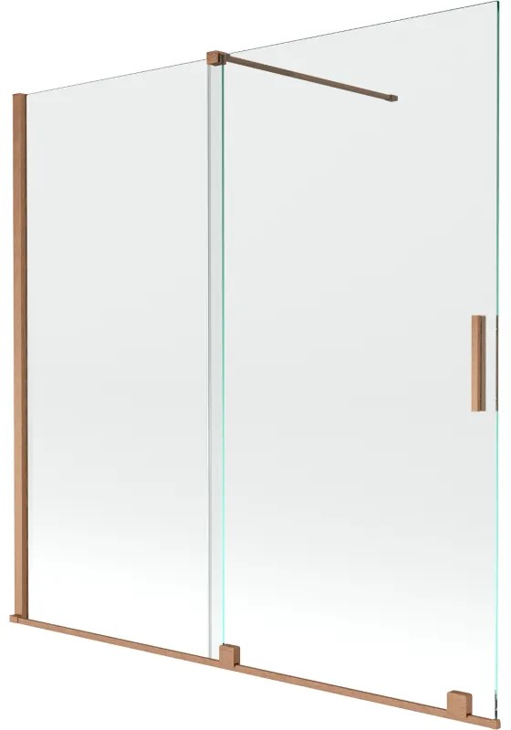 Mexen Velar, 2-křídlová posuvná vanová zástěna 160 x 150 cm, 8mm čiré sklo, měděná matná, 896-160-000-01-65