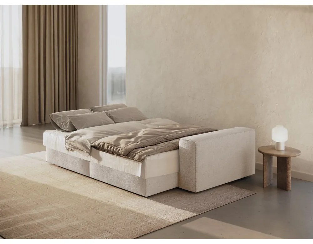 Béžová rozkládací pohovka z textilie bouclé 247 cm Jodie – Micadoni Home