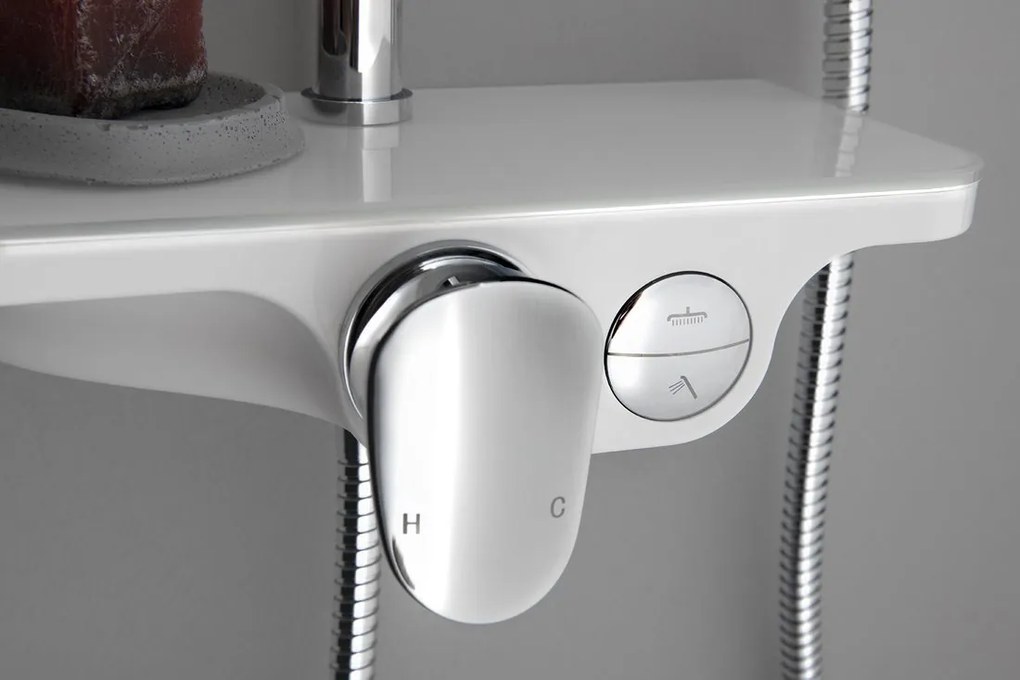 Aqualine Aqualine, MARCO sprchový sloup s pákovou baterií, bílá, SL100