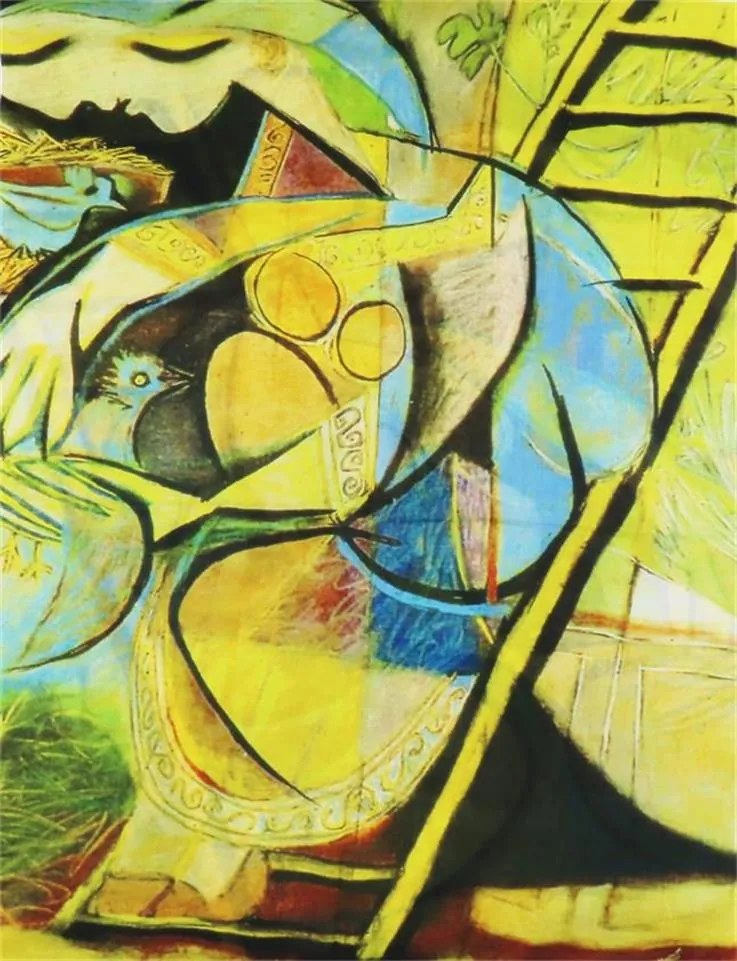 Bavlissimo Šála bavlněná 180 x 70 cm Picasso Farmer's wife on a stepladder