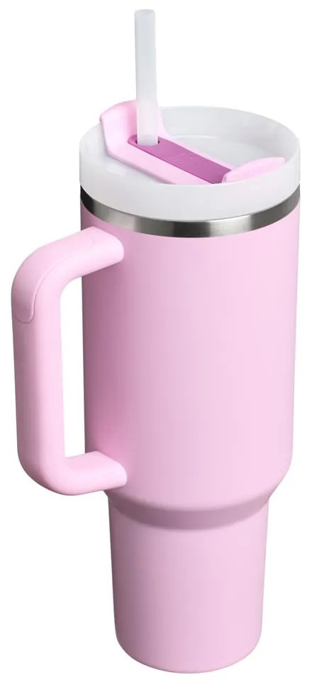 Růžová termoska s brčkem z nerezové oceli 1,18 l Quencher H2.0 FlowState Tumbler Cherry Blossom – Stanley