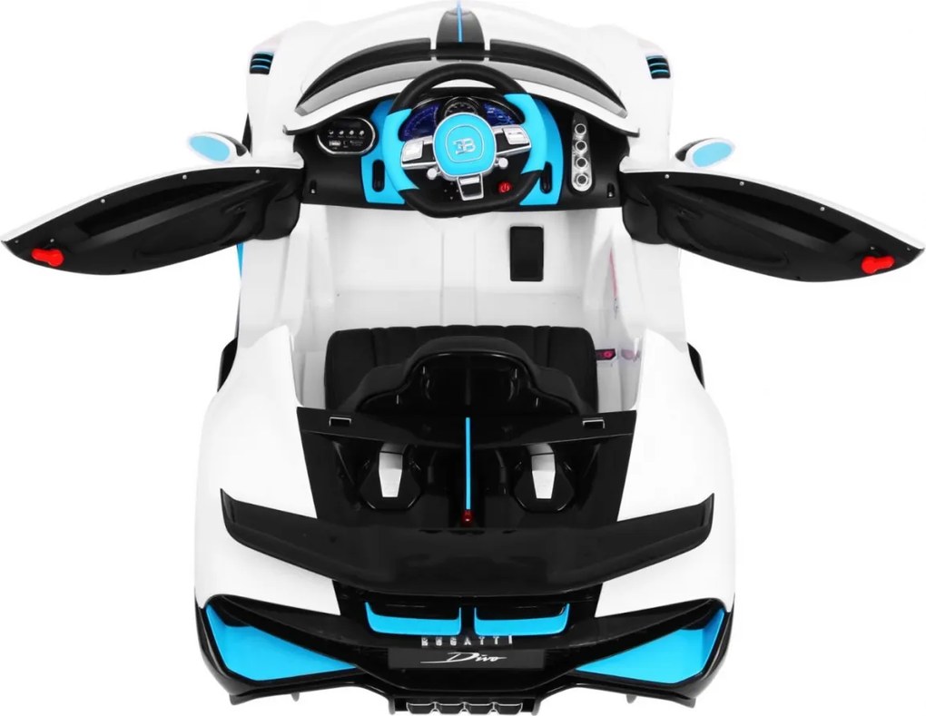 Ramiz Dětské autíčko na baterie Bugatti Divo bílé + dálkové ovládání + EVA kola + pomalý start + LED + MP3
