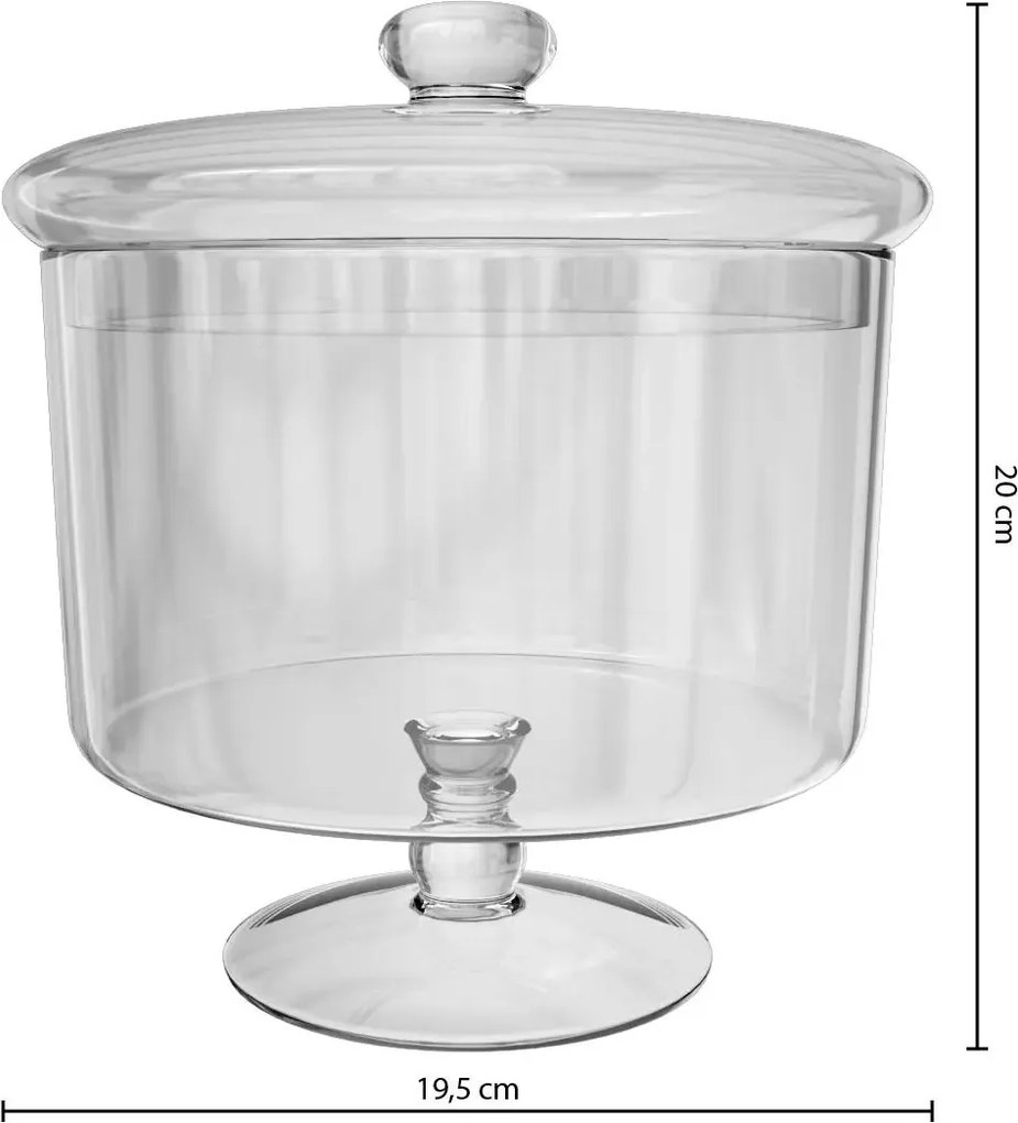 Skleněný pohár na sušenky, sklad sladkého, průměr 19 cm