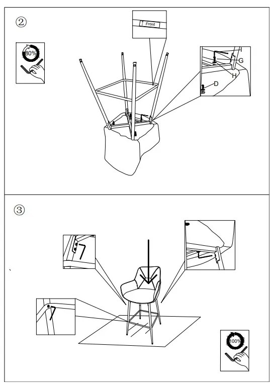 Barové židle SET 2 ks  55X55X109 cm