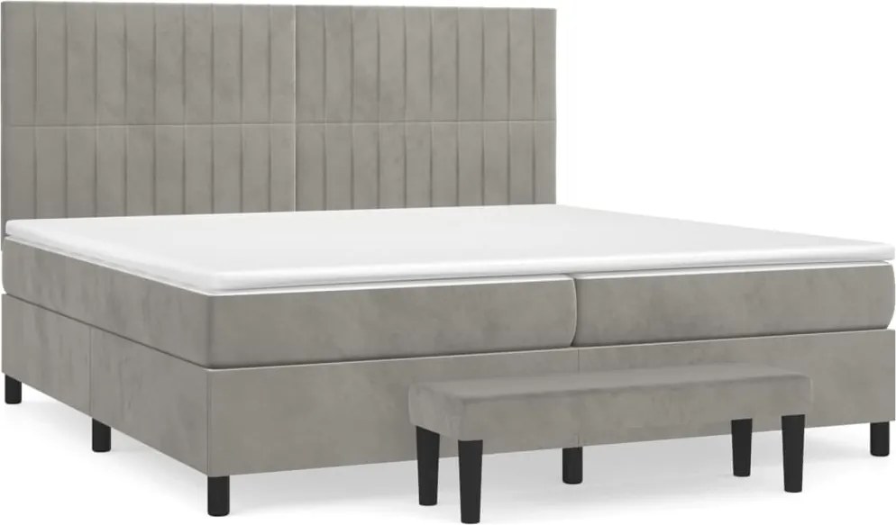 Box spring postel s matrací světle šedá 200x200 cm samet 3137983