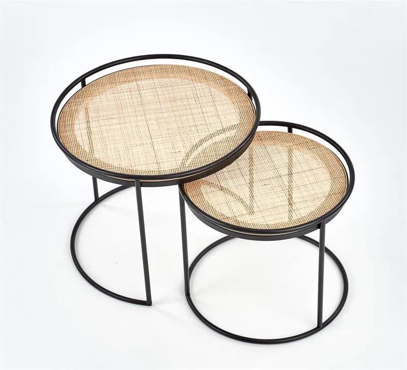 Konferenční stolek MANADO (set 2 ks, přírodní ratan/ocel)