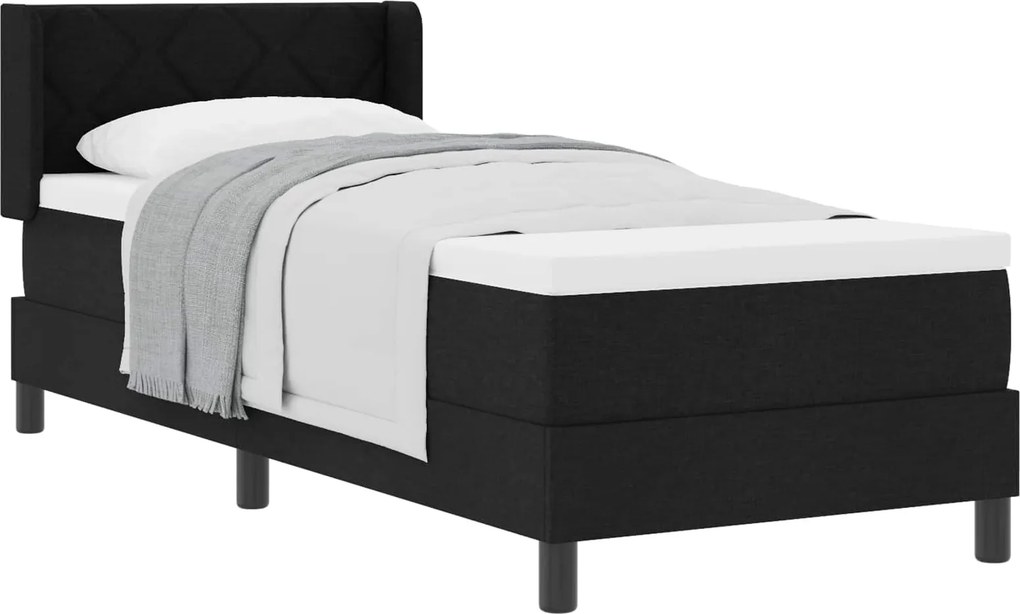 Postel s boxspringem s čelo Černý 200 x 80 cm textil 3341134