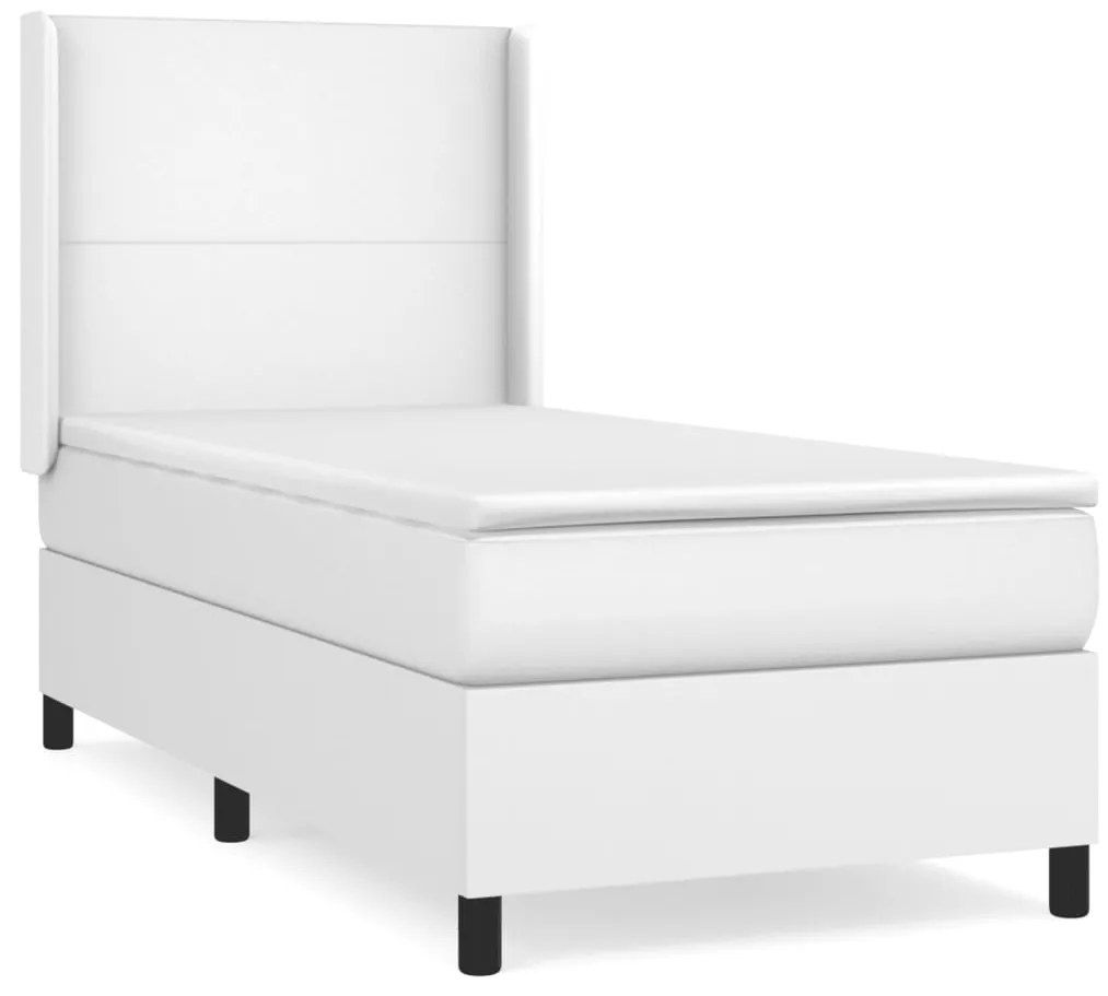 vidaXL Box spring postel s matrací bílá 100x200 cm umělá kůže