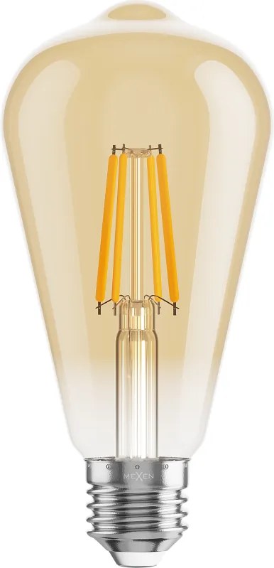 Mexen Vintis, LED filamentová žárovka E27, ST64, 6 W, teplá bílá 2200K, jantarová, L152-E27-0622-50