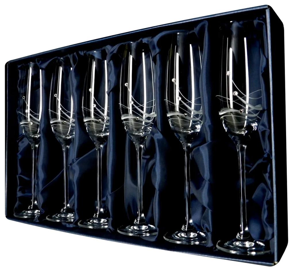 Classic - skleničky na sekt se Swarovski® Elements | sada 6 sklenic