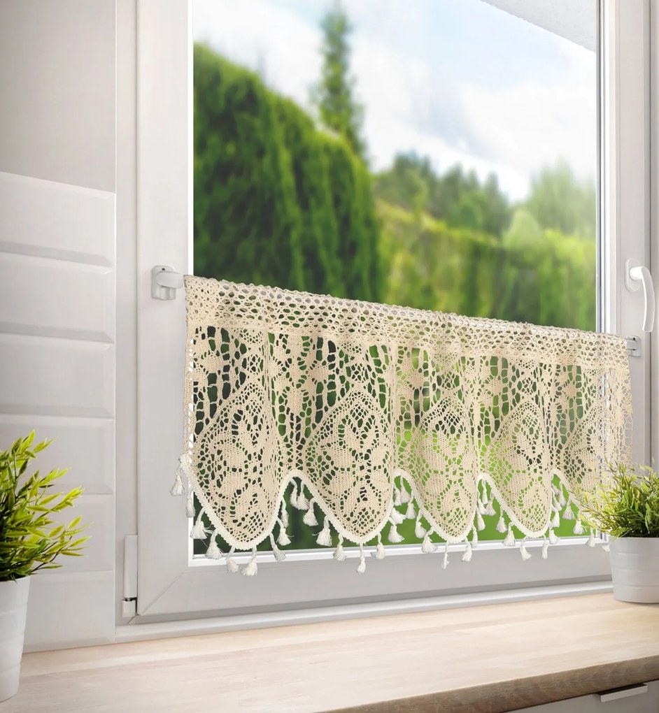 KRÁTKÁ ZÁCLONA NA PÁSCE MOLY 150X30 CM SVĚTLEBÉŽOVÁ