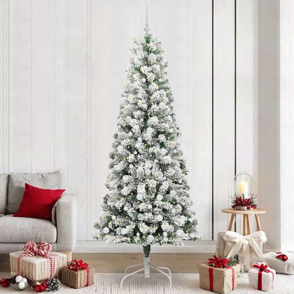 Umělý Skládací Vánoční Strom 300 LED Zelená a bílá 240 cm 3395616