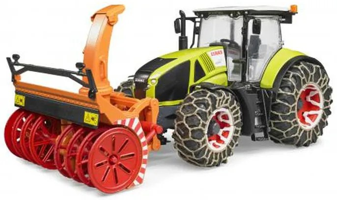 Bruder 03017 Traktor Claas Axion 950 se sněhovými řetězy a frézou