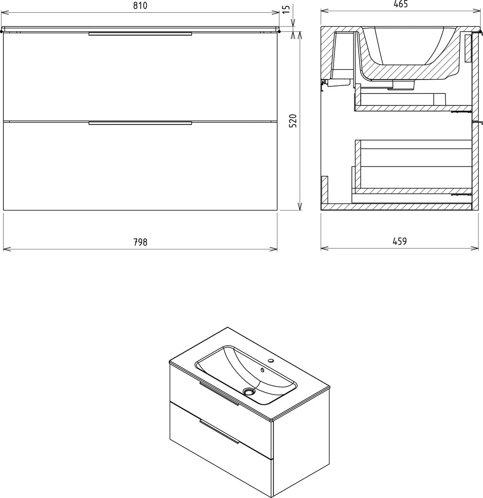 Sapho Sapho, Koupelnový set CIRASA 81, dub alabama, KSET-031