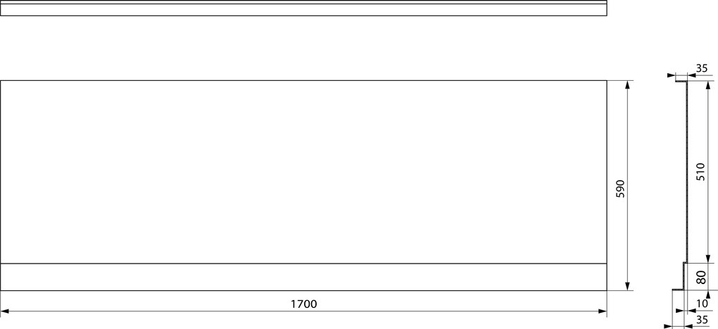 Polysan PLAIN NIKA panel 170 x 59 cm černá mat 72525.21
