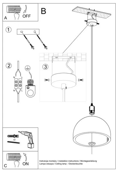 Sollux SL.0847 - Lustr na lanku PABLITO 1xE27/60W/230V beton