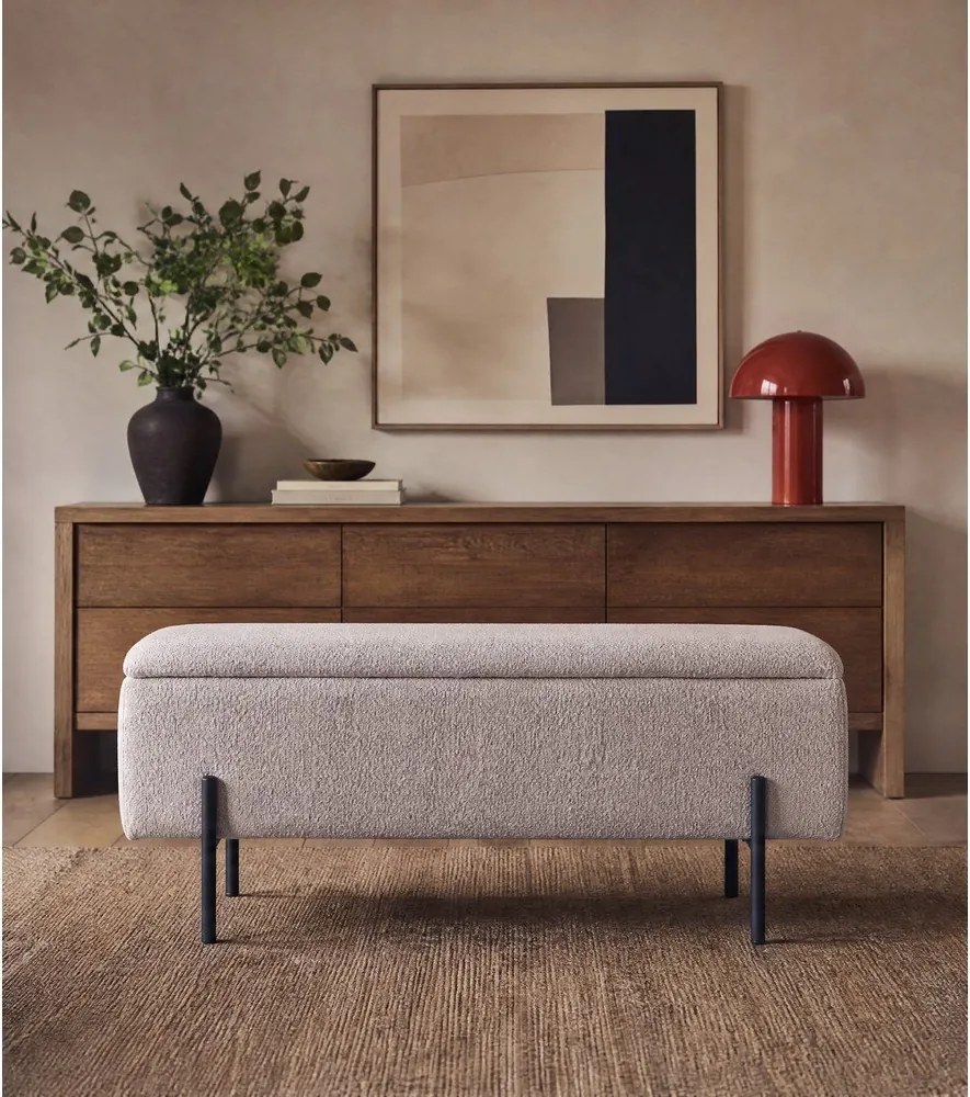Béžová lavice z textilie bouclé Watford – House Nordic