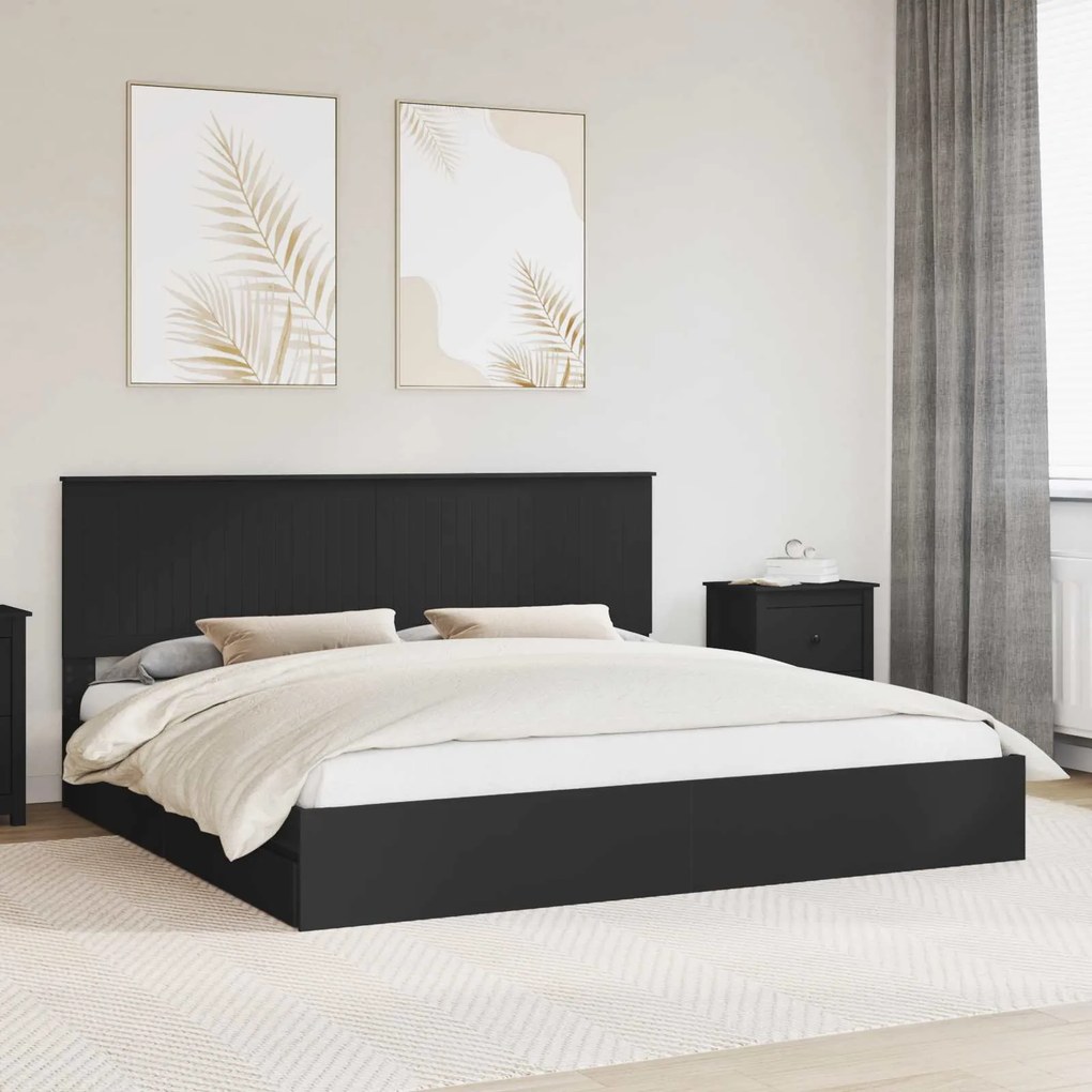 Postel s úložným prostorem Černá 200 x 200 cm Kompozitní dřevo 3411174