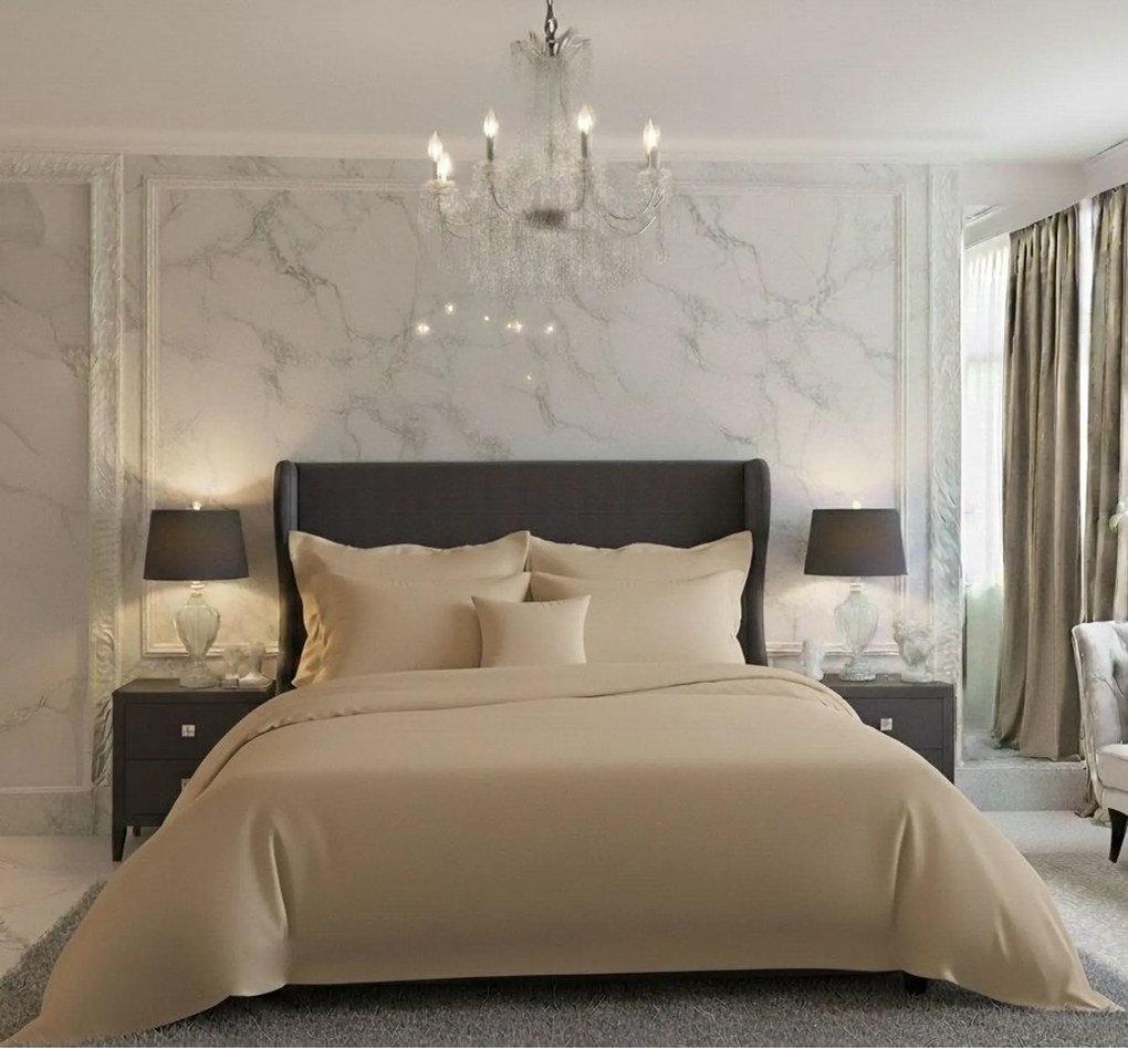 Saténové povlečení LUXURY COLLECTION béžové - 1x 140/220, 1x 70/90cm