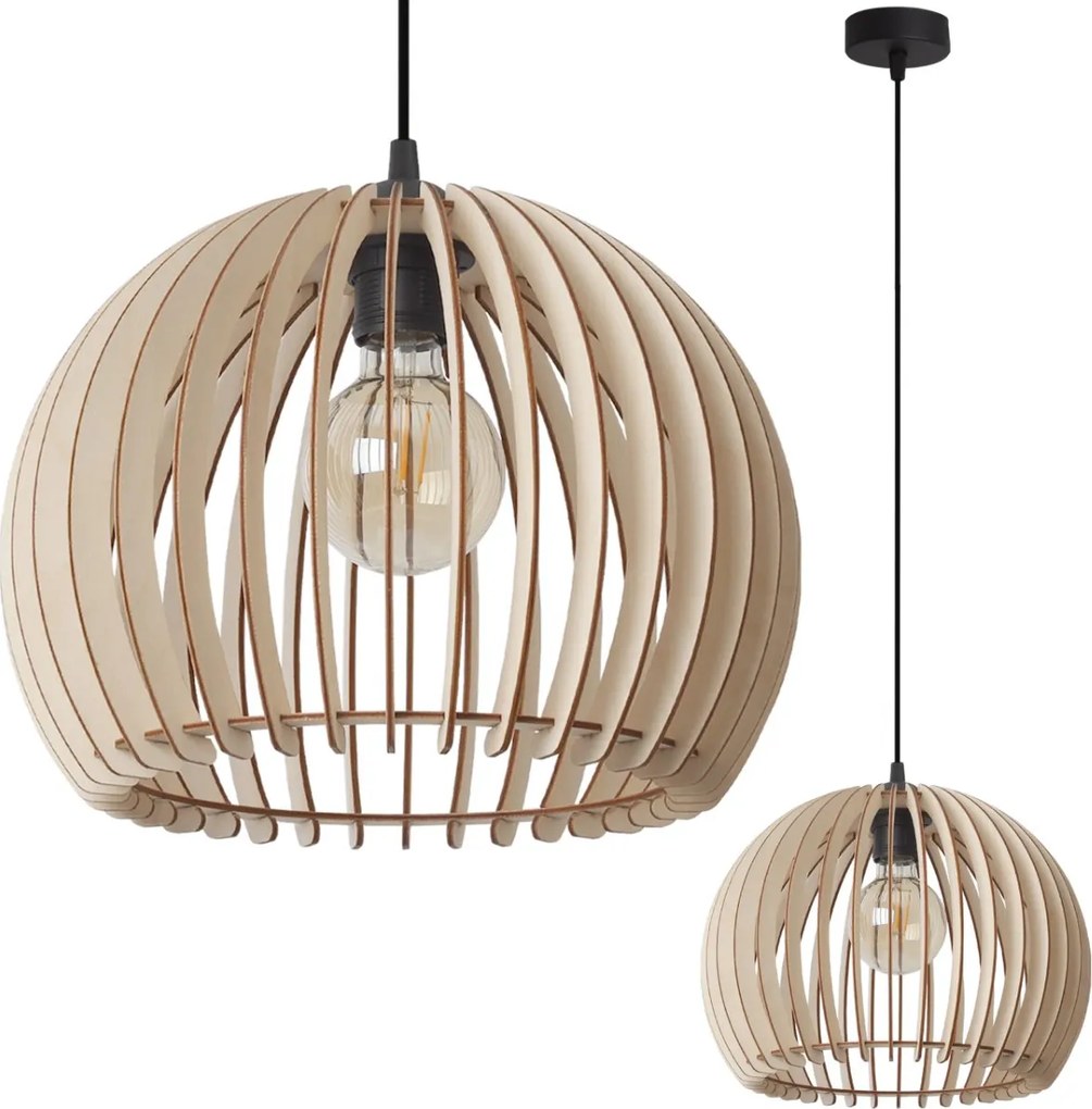 Závěsné svítidlo Timber 6, 1x dřevěné stínítko, (fi 32 cm)