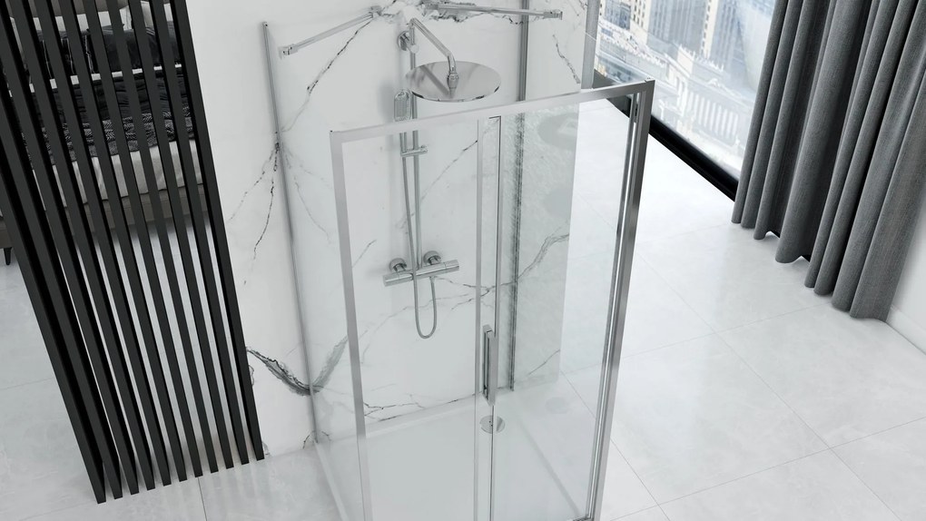 Rea Rapid Slide, 3-stěnová sprchová kabina 110 (dveře) x 100(stěna) x 100(stěna) x 195 cm, 6mm čiré sklo, chromový profil, KPL-09105