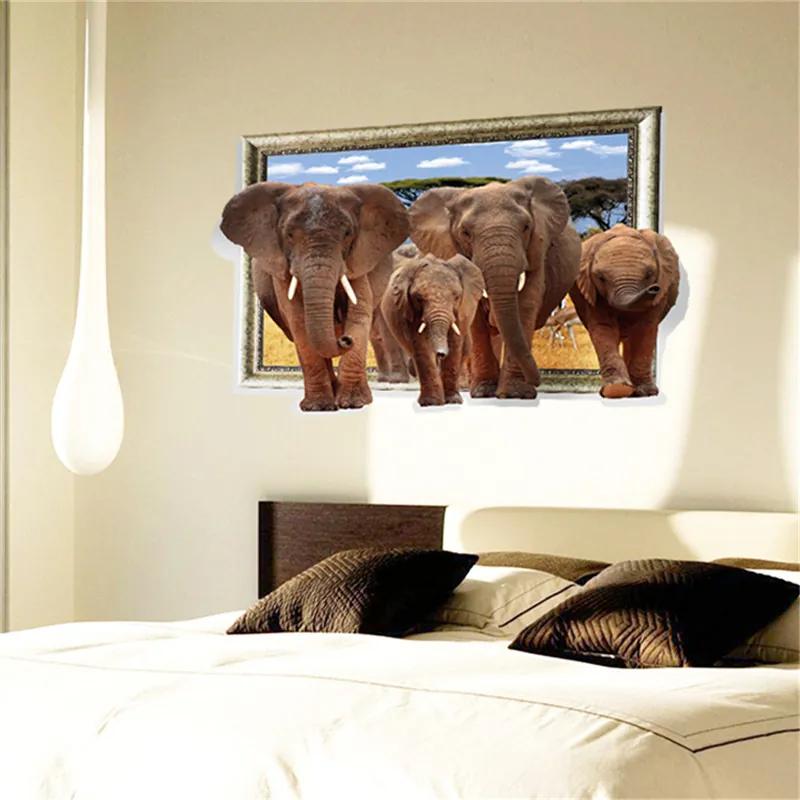 Živá Zeď Samolepka na zeď Sloni Safari