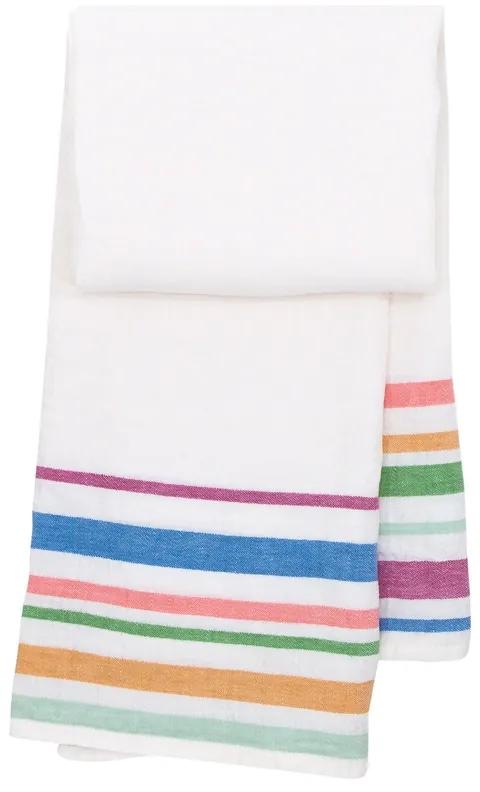 Lněný ručník Meru, bílo-barevný, Rozměry  48x70 cm