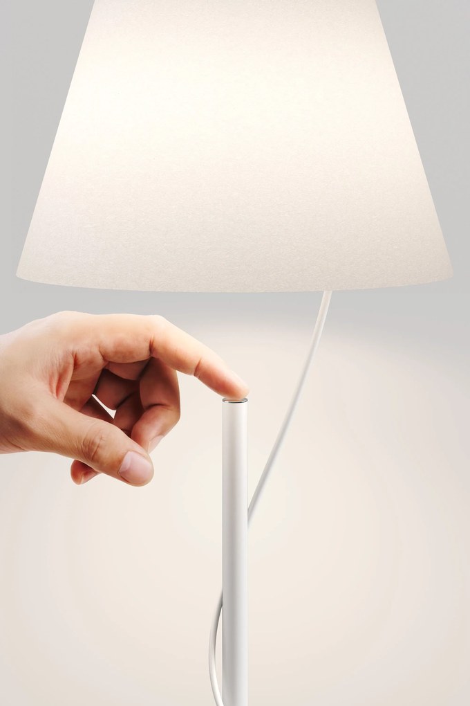 Lodes Hover,  bílá designová stolní lampa s dotykovým ovládáním, 6W LED 2700K, výška 51,5cm