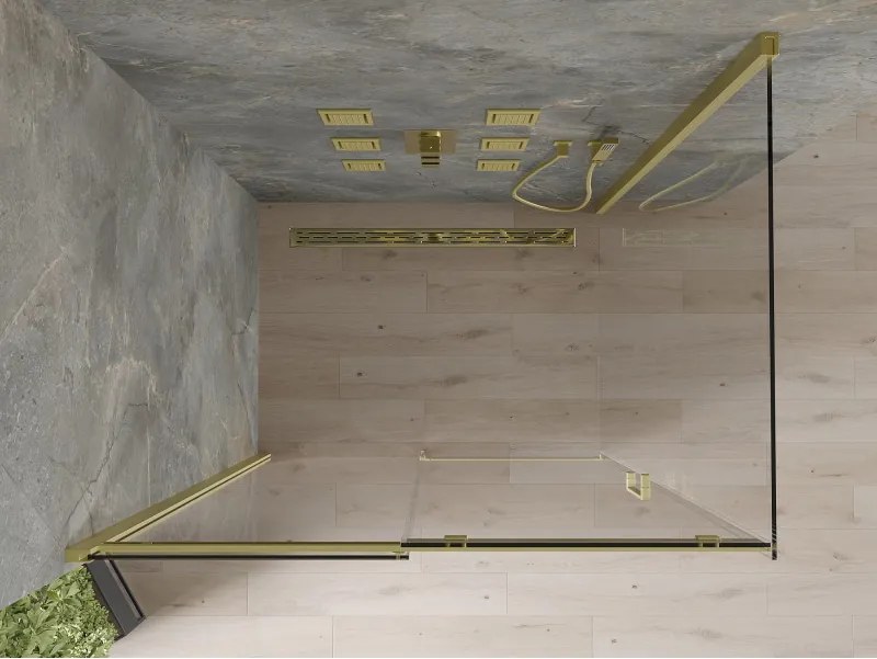 Mexen Omega sprchový kout 140x100cm, 8mm sklo, zlatý profil-čiré sklo, 825-140-100-50-00