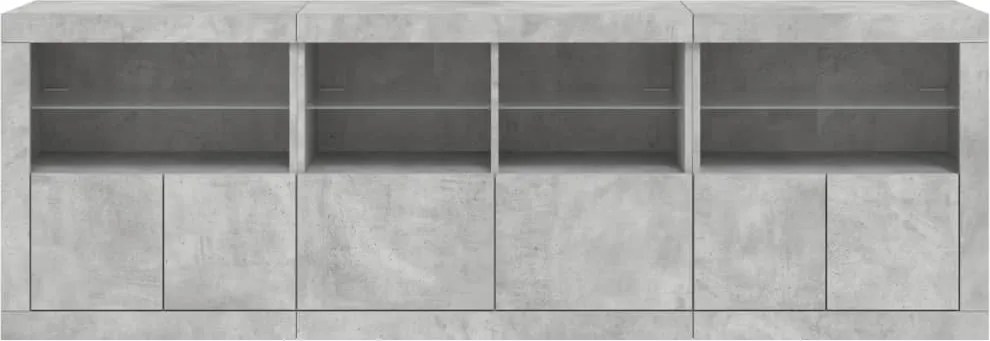 Příborník s LED osvětlením betonově šedý 202 x 37 x 67 cm 3209012