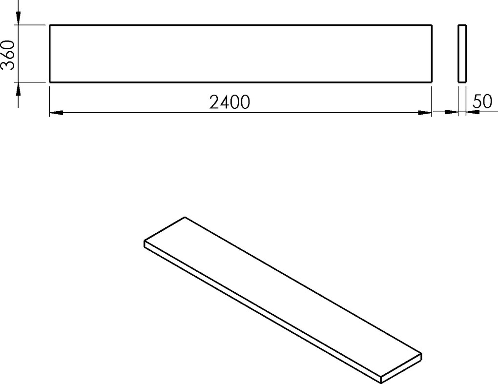 Sapho AVICE deska 240 x 36 cm aquamarine AV2466