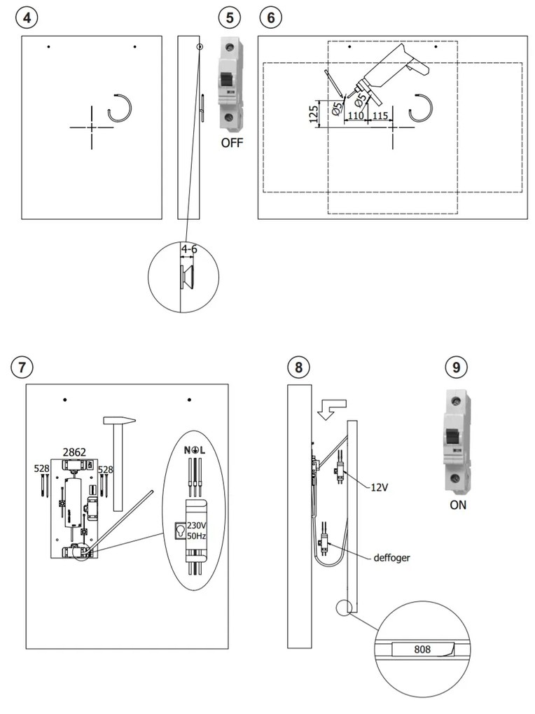 INTEDOOR Pineto zrcadlo v hliníkovém rámu s LED osvětlením PI ZS 100 S/B