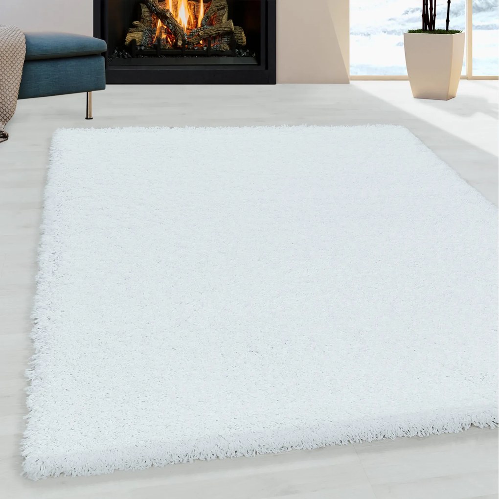 Ayyildiz, Kusový koberec Sydney Shaggy 3000 white, 140x200, bílá, ložnice