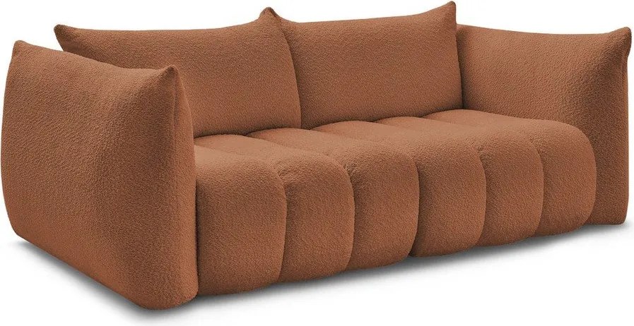 Oranžová pohovka z textilie bouclé 234 cm Azra – Bobochic Paris