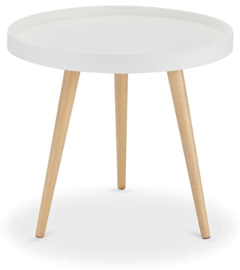 Bílý konferenční stolek s nohami z bukového dřeva Furnhouse Opus, Ø 50 cm