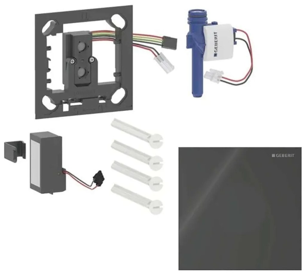 Geberit - Elektronické ovládání splachování pisoárů typ 40, bateriové napájení, Bluetooth, sklo/černá 116.034.SJ.1