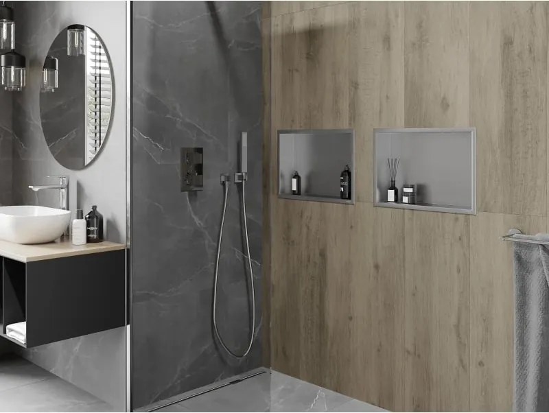 Mexen X-Wall-R nástěnná police s lemem 45 x 30 cm, inox - 1910453010