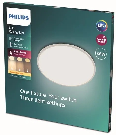 Philips 8719514327146 led stropní svítidlo super slim 1x36w | 3200lm | 2700k - eyecomfort, bílá