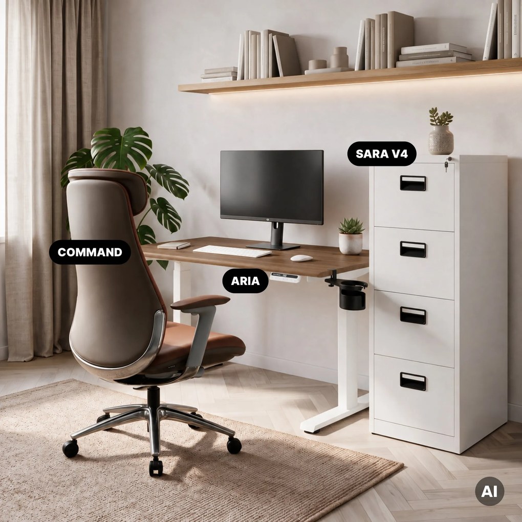 Elektrický stůl s nastavitelnou výškou ergonomický bílý/ořech,1200x600 mm: ARIA