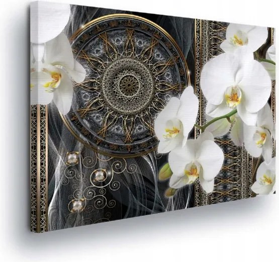 Obraz 100x75 Orchidej mandala zlato perly elegance luxus harmonie klid