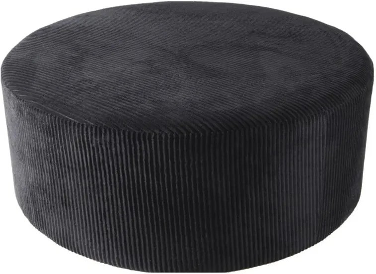 Černý manšestrový puf Leitmotiv Glam, 90 x 35 cm