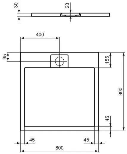 Ideal Standard i.Life Sprchová vanička litá 80 x 80 cm, úhlově černá T5229FV