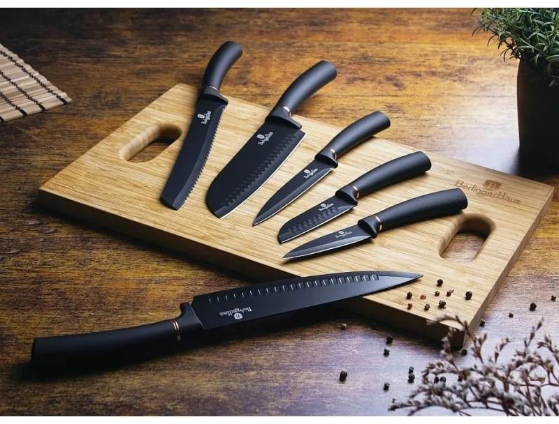 BERLINGERHAUS Sada nožů s magnetickým stojanem 6 ks Black Rose Collection BH-2407