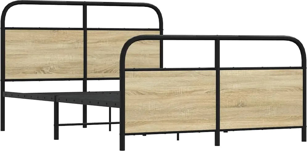 Kovový rám postele bez matrace dub sonoma 137x190 cm 3318647