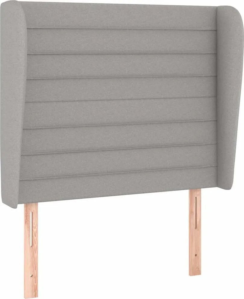 Čelo postele typu ušák světle šedé 83 x 23 x 118/128 cm textil 3118070