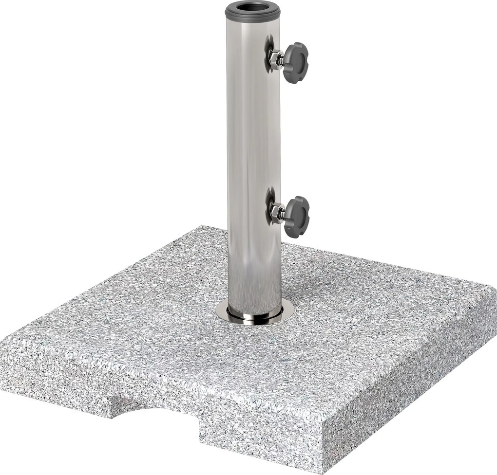Outsunny Granitový stojan na slunečník 21 kg, čtvercový držák, závaží na slunečník, stojan pro slunečníky s průměrem tyče 32/38/48 mm, vhodný na balko