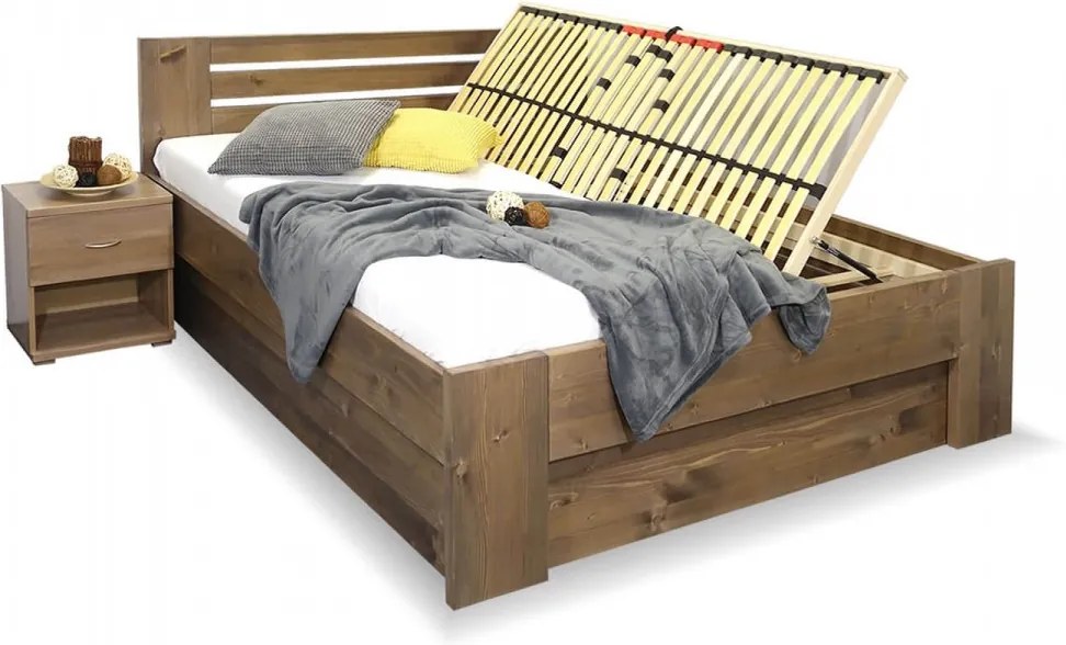 Zvýšená postel s úložným prostorem ROSA, masiv smrk, 140x200 BedWorld