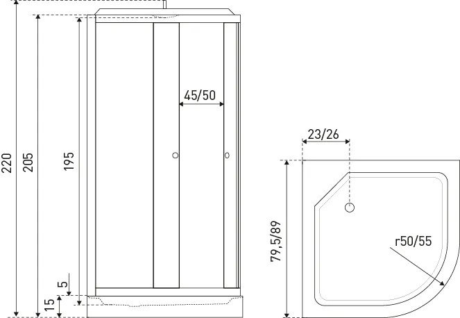 Aplomo Oviedo masážní sprchový box Rozměr koutu: 90x90cm